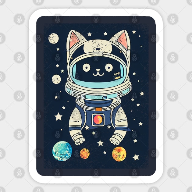 Kawaii Space Cat Astronaut Cat Sticker Teepublic